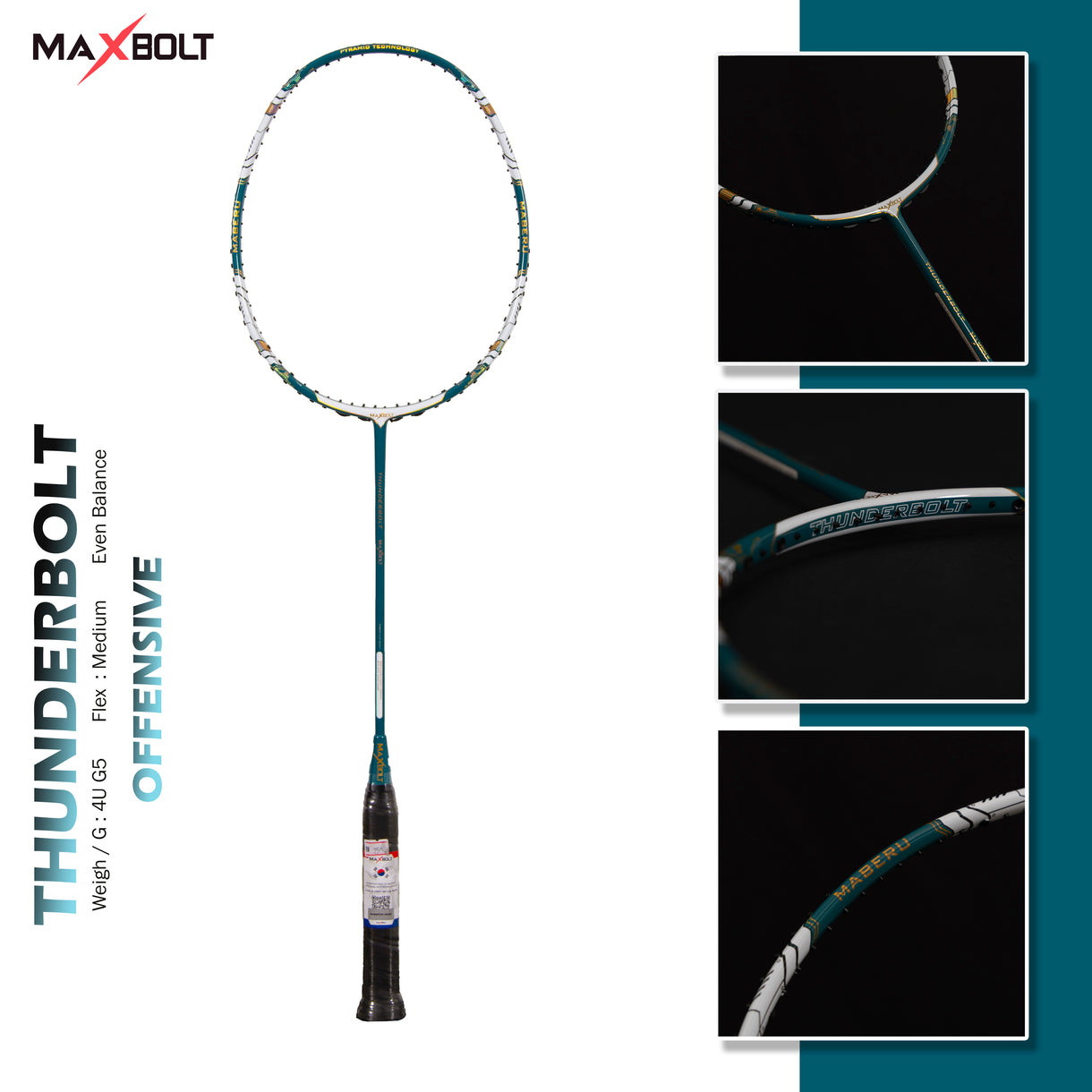 MAXBOLT THUNDERBOLT DEEP GREEN-BADMINTON RACKET – Maxbolt